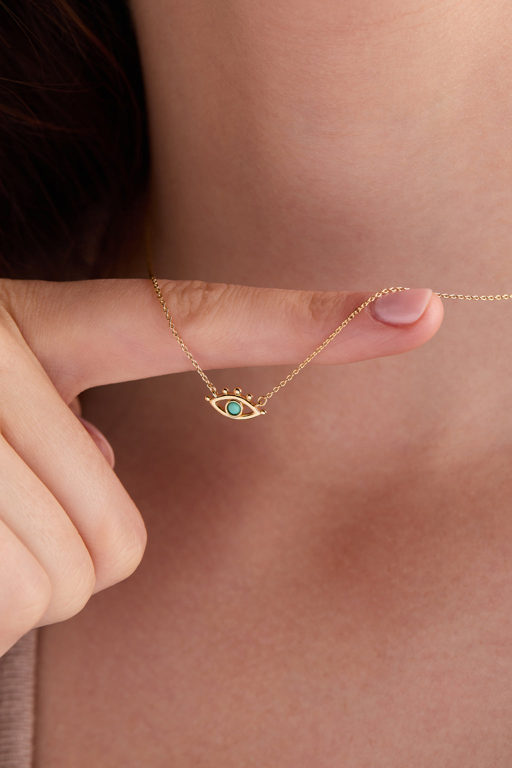 14K GOLD PLATED EVIL EYE NECKLACE WITH GEMSTONE – CBJ